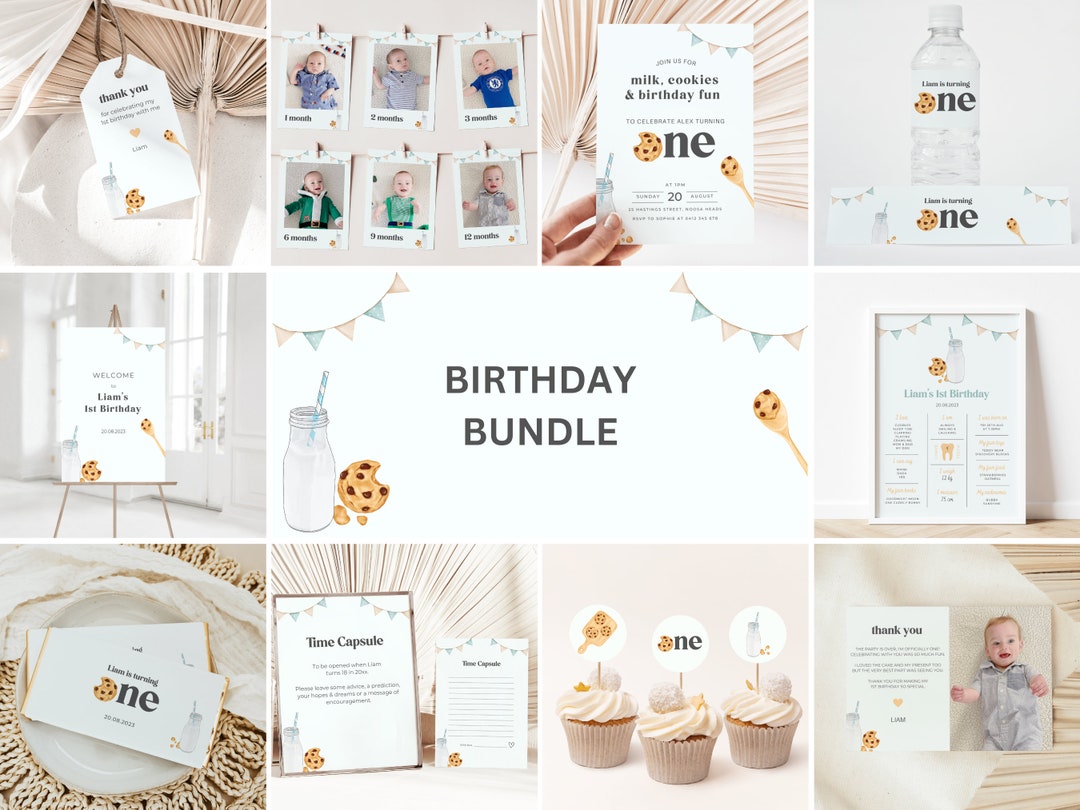 Milk and Cookies Invitation Bundle Milk & Cookies Birthday Invite ...