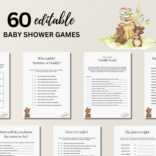 Baby Shower Game Book Canva - Etsy