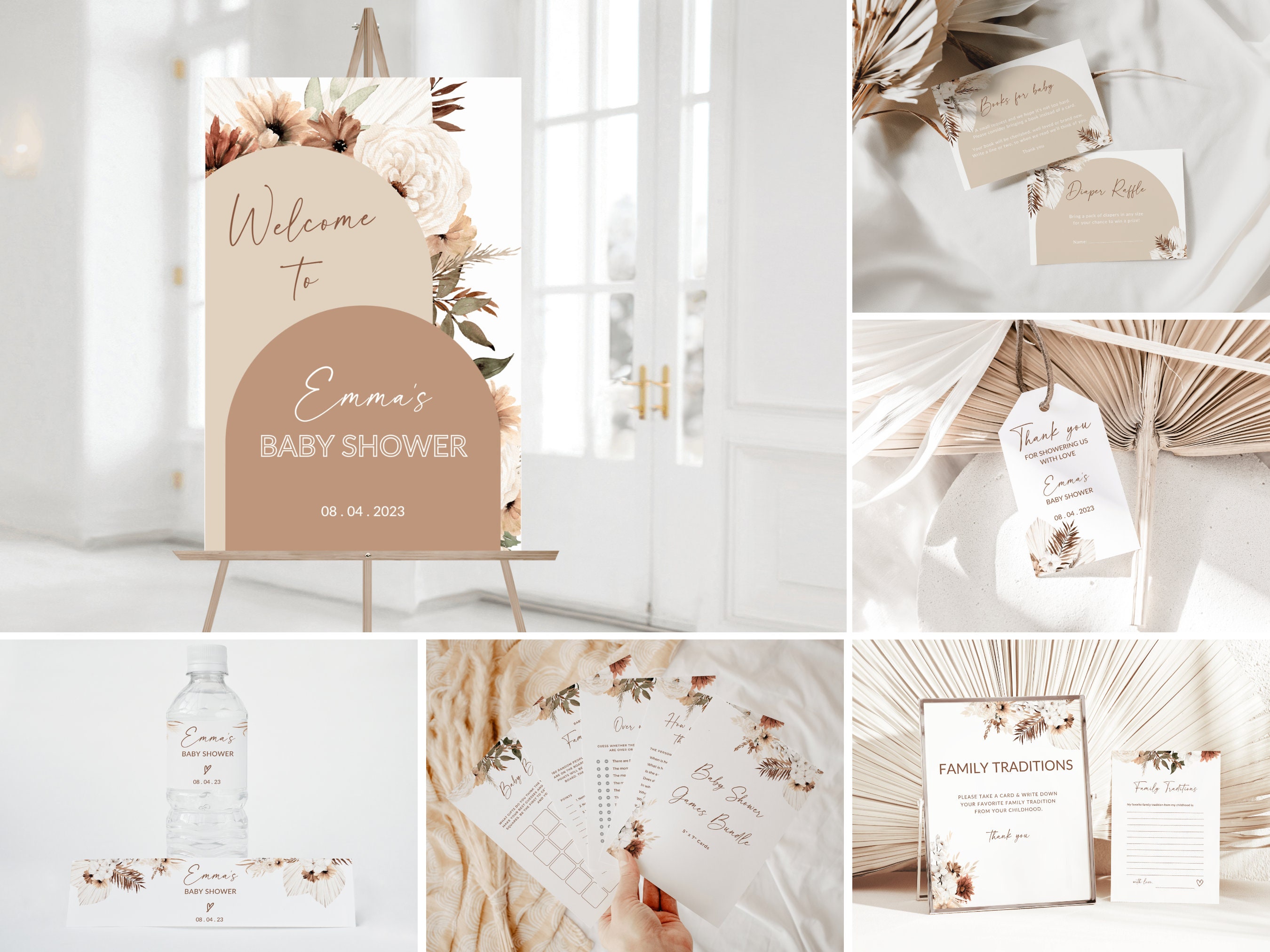 Facebook Baby Shower Event Cover Boho Arch Baby Shower Pampas Grass ...