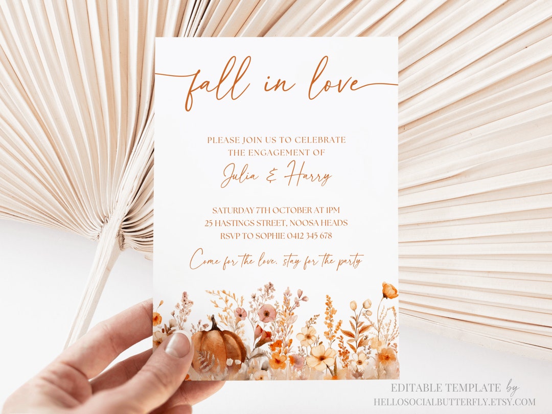 Fall in Love Engagement Party Invitation Fall Engagement Party Invite ...