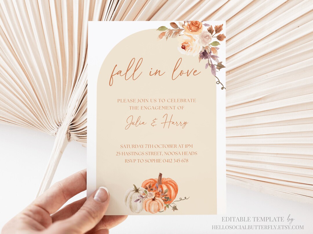 Fall in Love Engagement Party Invitation Fall Engagement Party Invite ...