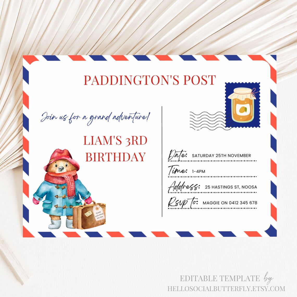 EDITABLE Paddington Bear Invitation Paddington Bear Invite - Etsy Australia