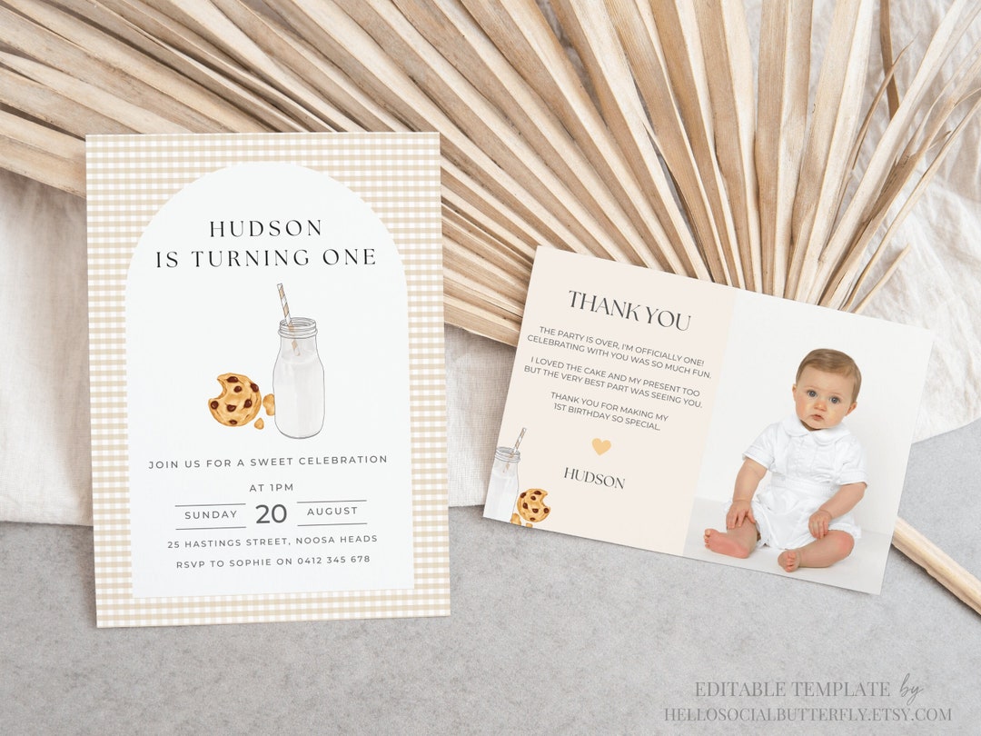 EDITABLE Milk and Cookies Invitation Milk & Cookies Birthday Invite ...