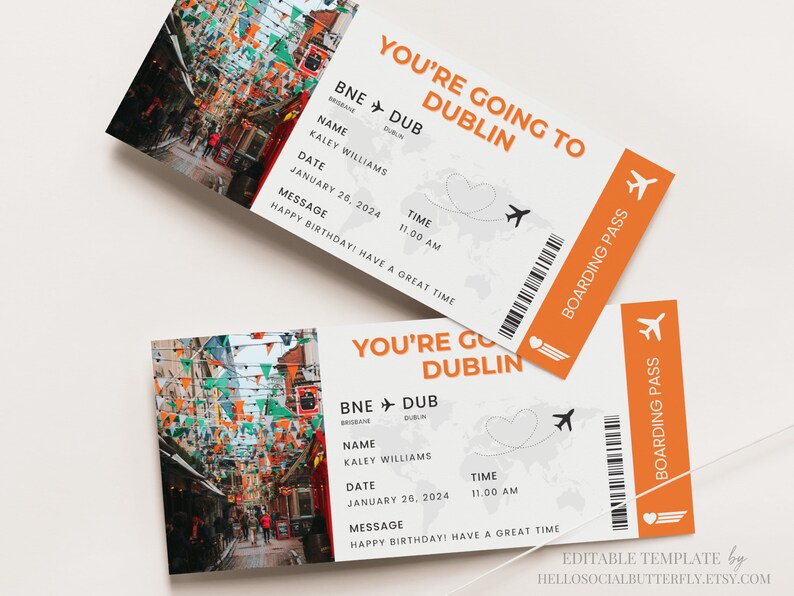 Dublin Boarding Pass Dublin Trip Ticket Dublin Surprise Trip Gift ...