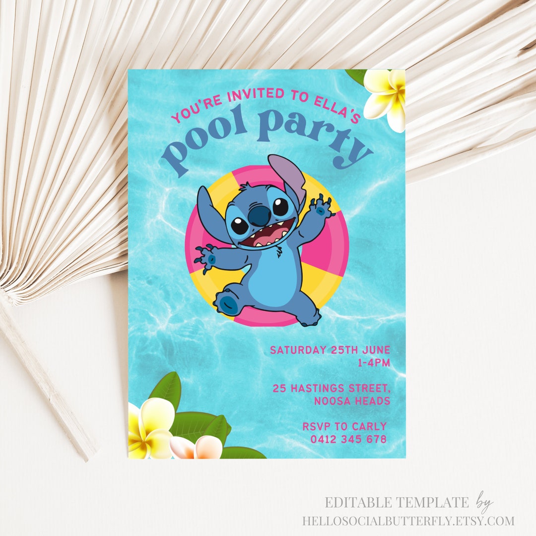 Editable Lilo And Stitch Invitation Lilo And Stitch Birthday Etsy