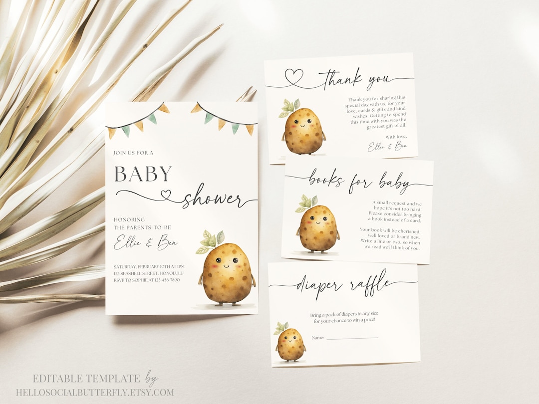 Potato Baby Shower Invitation A Little Potato is on the Way Baby Shower ...