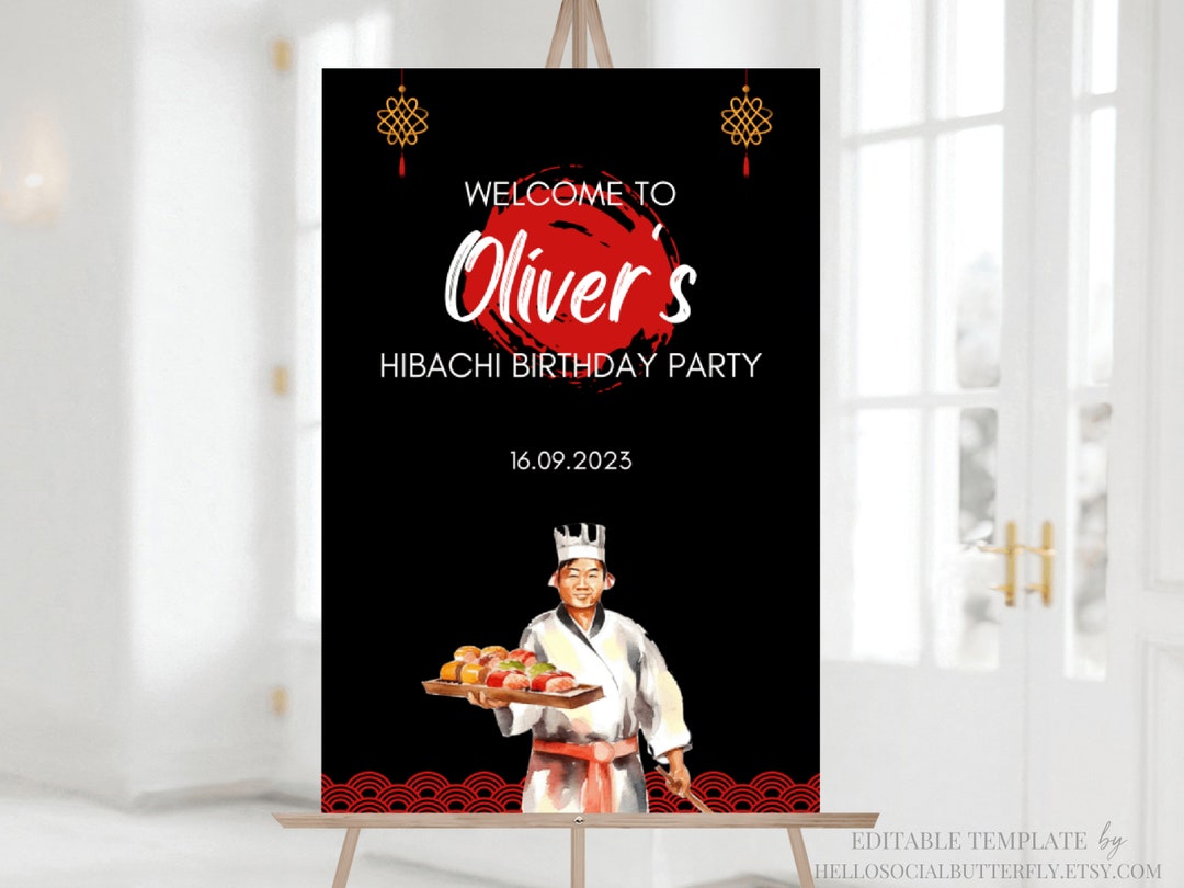 Hibachi Welcome Sign Hibachi Birthday Sign Hibachi Party Sign Hibachi ...