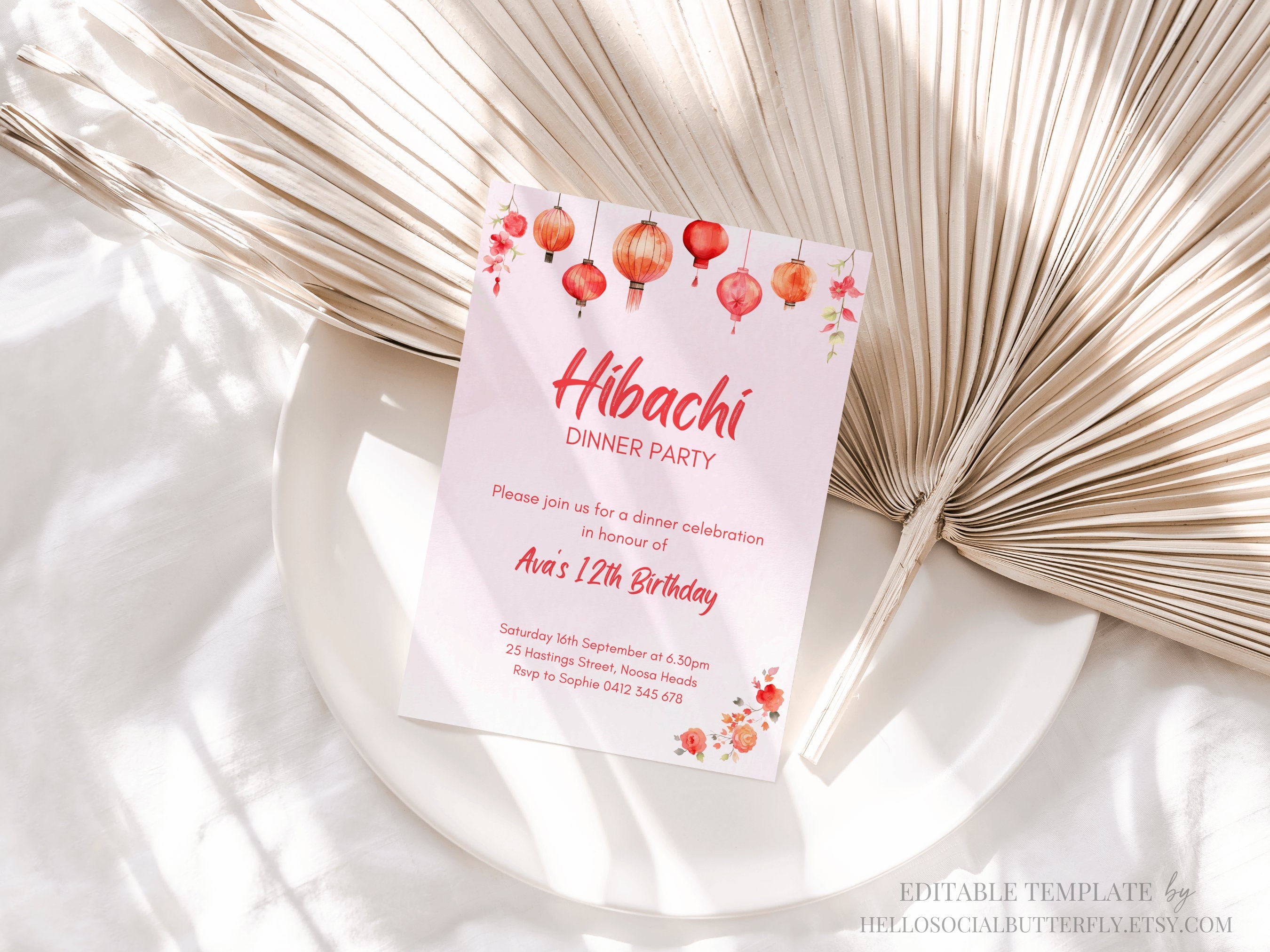 Hibachi Invitation Hibachi Birthday Hibachi Party Hibachi Dinner ...