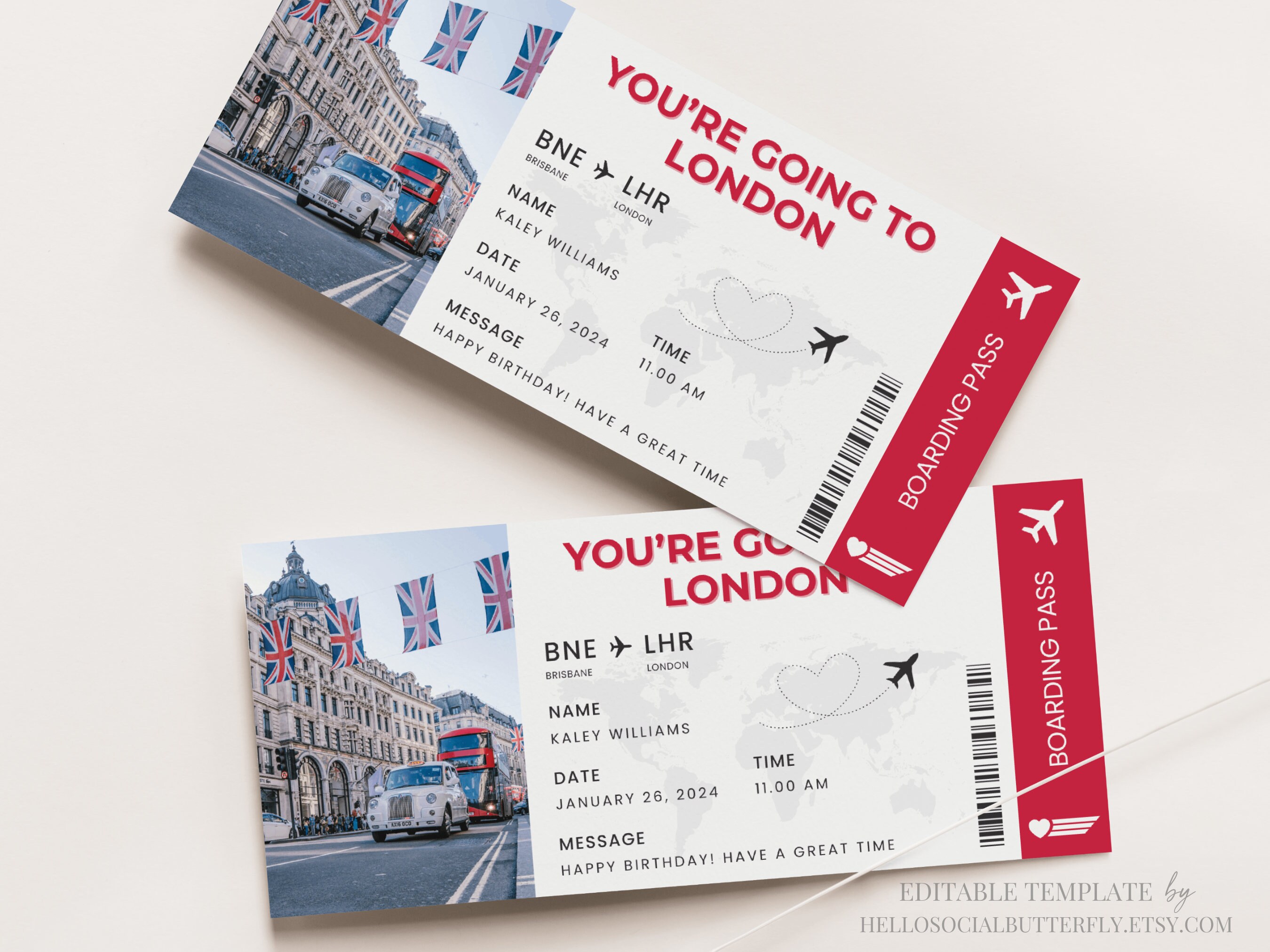 London Boarding Pass London Trip Ticket London Surprise Trip Gift ...