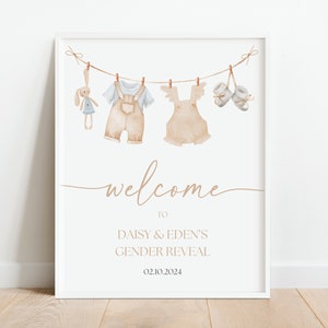 Baby Clothes Gender Reveal Welcome Sign Clothesline Gender Reveal ...