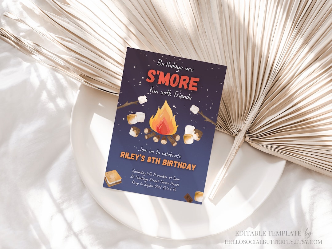 S’mores Birthday Invitation Smores Birthday Invite S’mores Bonfire ...