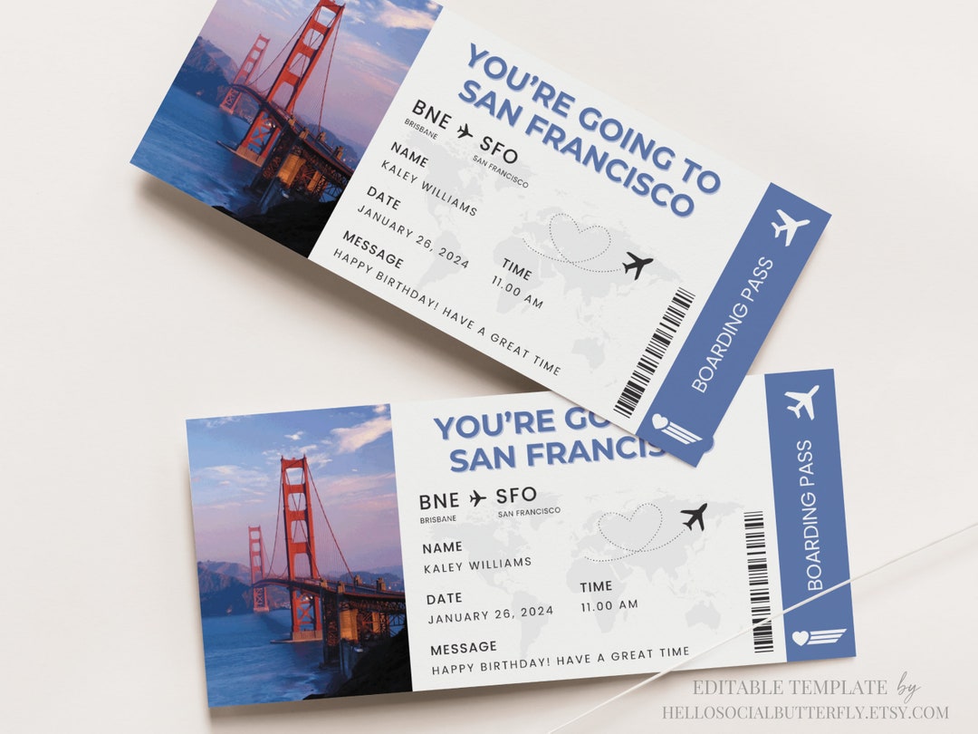 San Francisco Trip Ticket San Francisco Bordkarte San Francisco ...