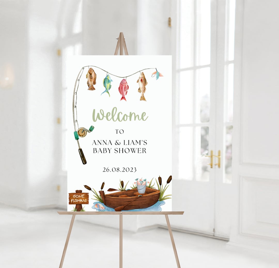 Fishing Baby Shower Welcome Sign Fisherman Baby Shower Welcome Sign A ...