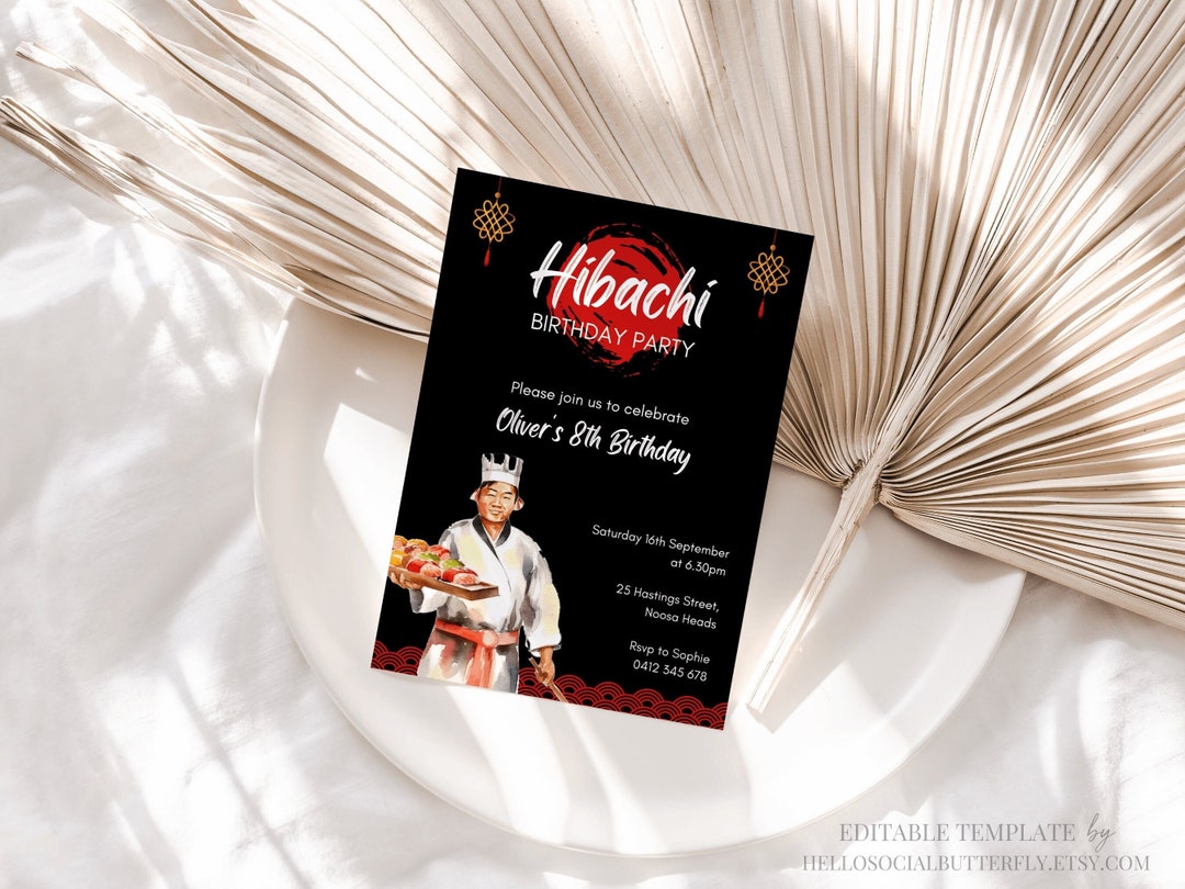 Hibachi Invitation Hibachi Birthday Hibachi Party Hibachi Dinner ...