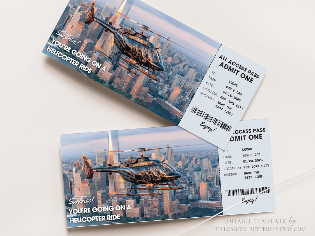 Helicopter Ride Ticket Helicopter Flight Experience Gift Helicopter ...
