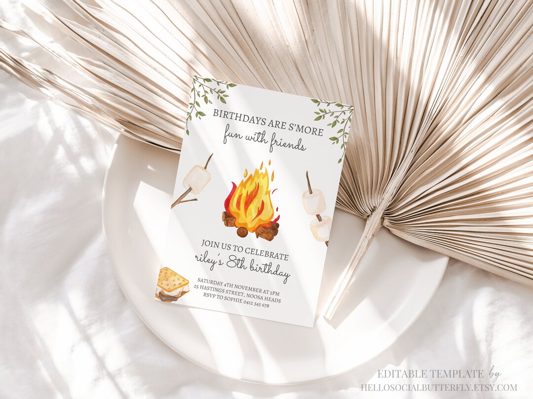 S’mores Birthday Invitation Smores Birthday Invite S’mores Bonfire ...