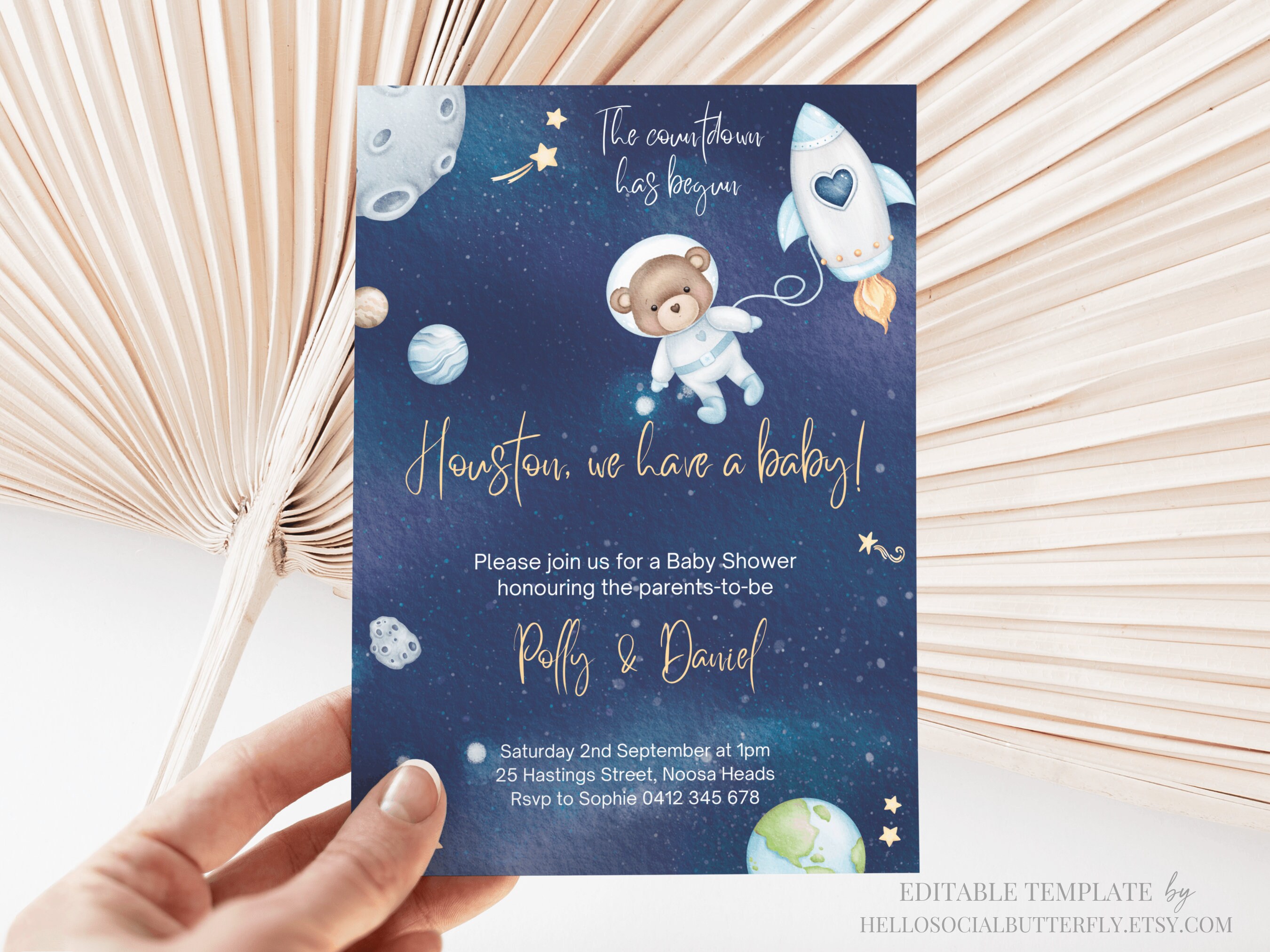 Space Baby Shower Invitation Bundle Astronaut Baby Shower Invite Galaxy ...