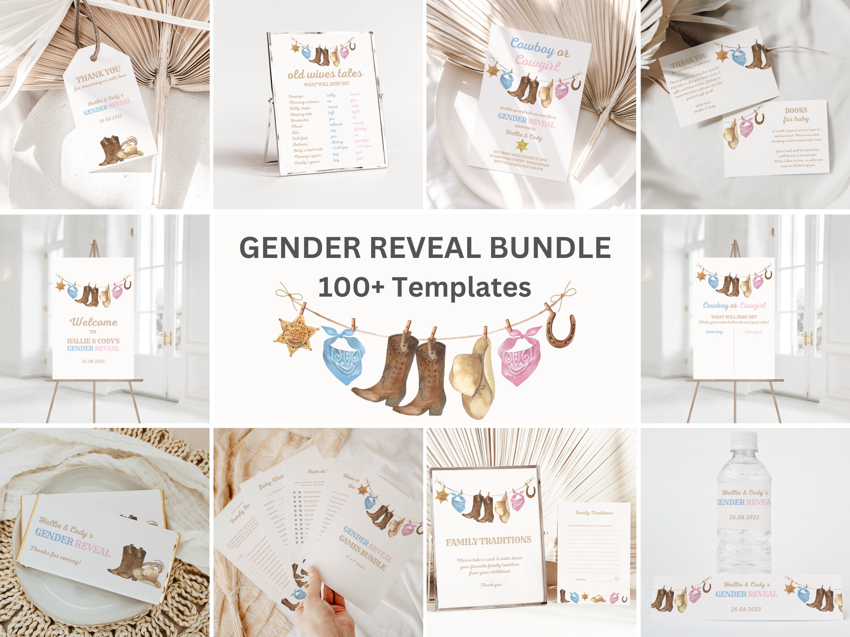 Cowgirl or Cowboy Gender Reveal Invitation Western Gender - Etsy