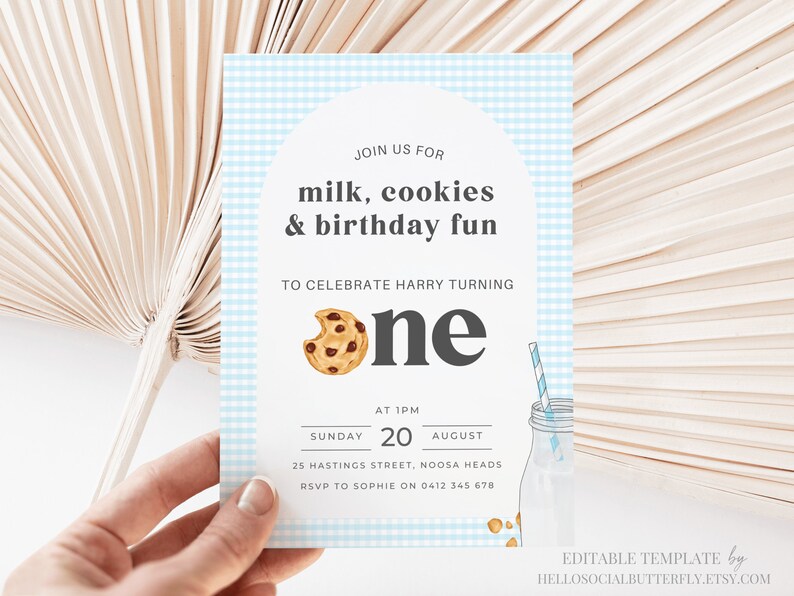 EDITABLE Milk and Cookies Invitation Milk & Cookies Birthday - Etsy