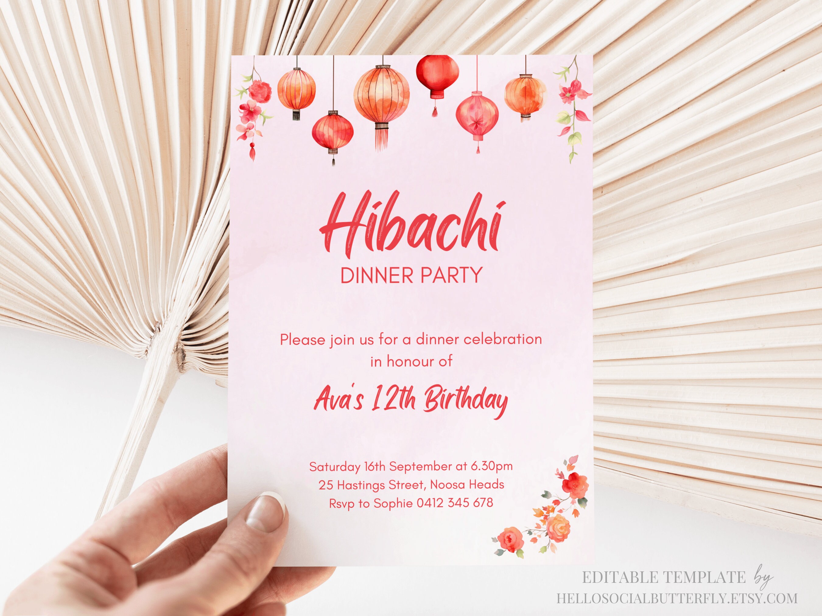 Hibachi Invitation Hibachi Birthday Hibachi Party Hibachi Dinner ...