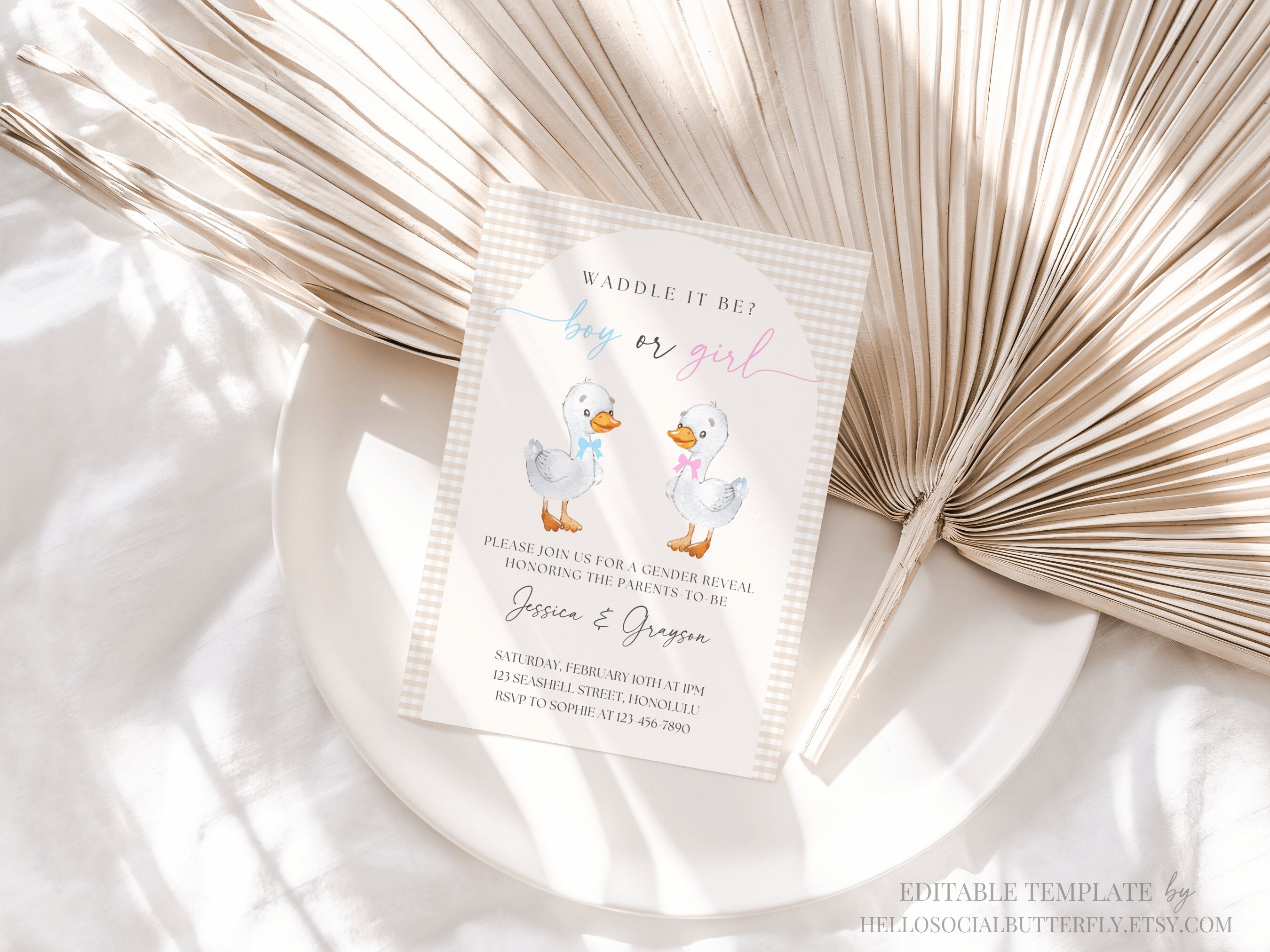 Duck Gender Reveal Invitation Waddle It Be Invitation Duck Gender ...