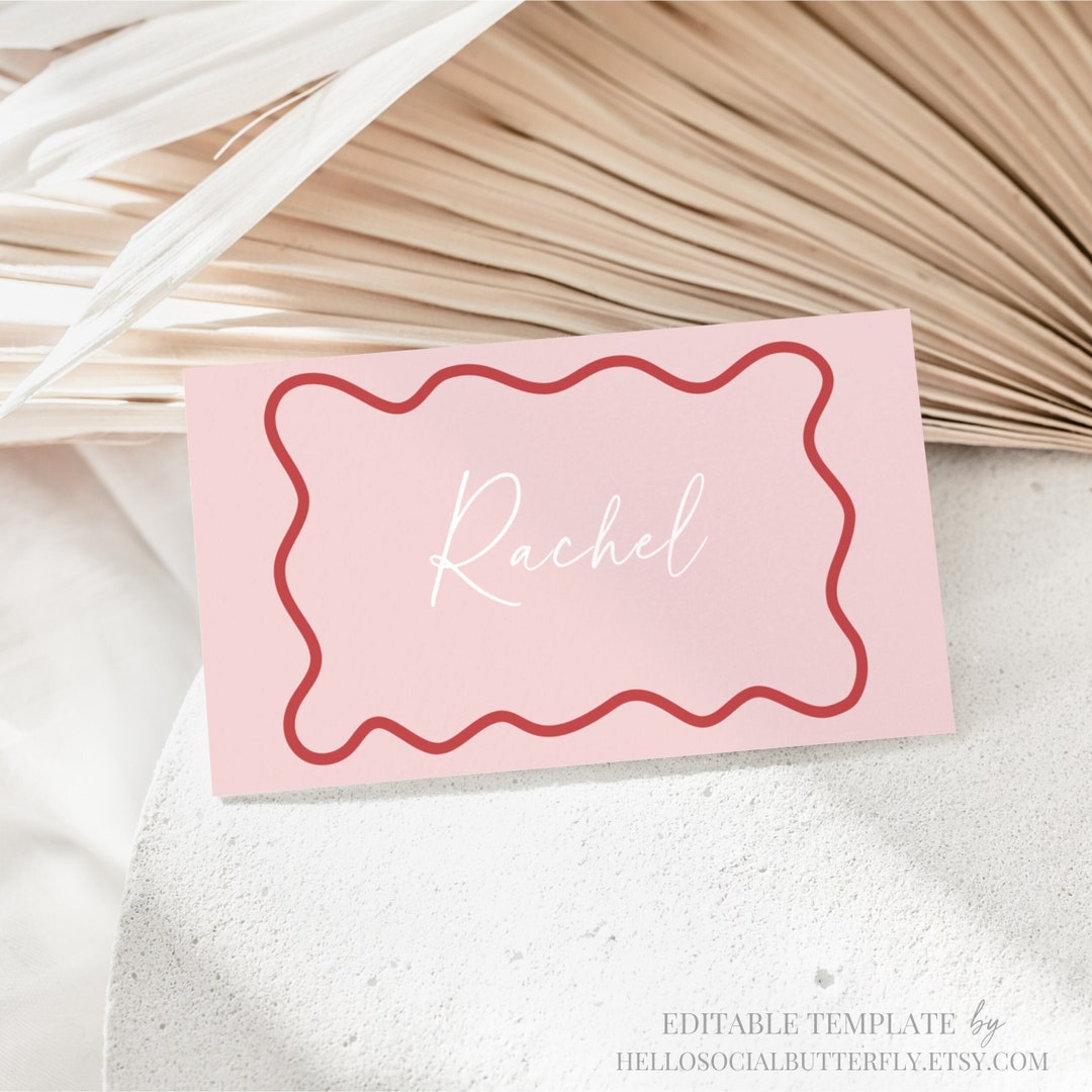 EDITABLE Wavy Place Setting Card, Wavy Flat Place Card, Wavy Foldable ...