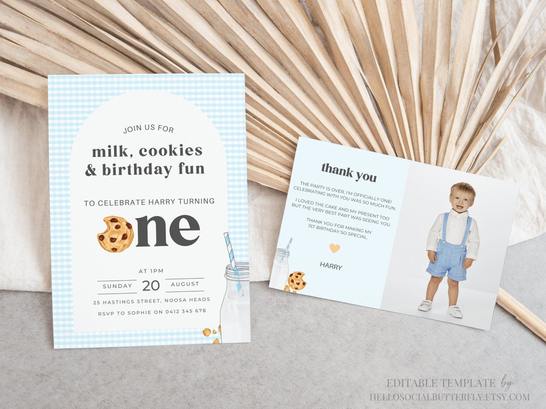 EDITABLE Milk and Cookies Invitation Milk & Cookies Birthday Invite ...