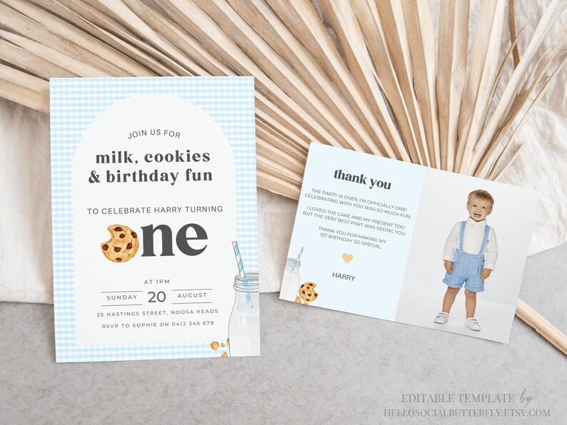 EDITABLE Milk and Cookies Invitation Milk & Cookies Birthday - Etsy