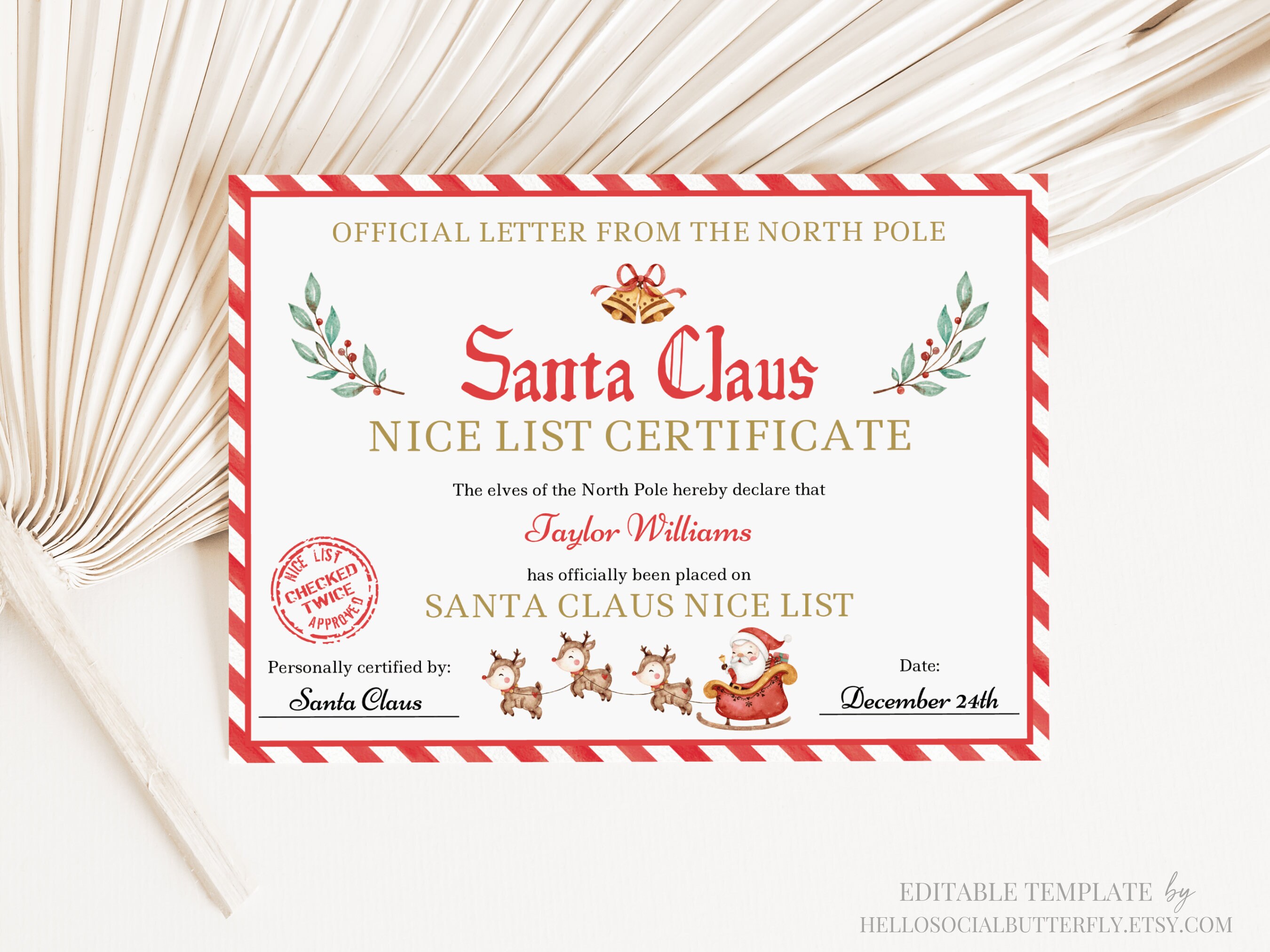 Official Letter From Santa Claus Nice List Certificate Bundle North ...