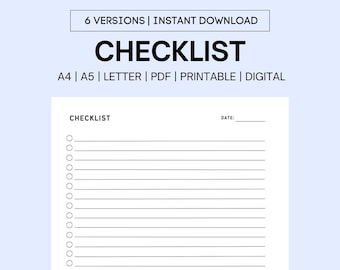 Blank Checklist Template Printable & Fillable, Simple Checklist ...