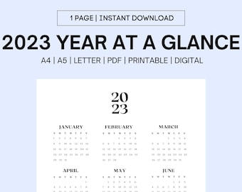 2023 Year at a Glance Dashboard/printable/instant Download/digital ...
