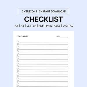Blank Checklist Template Printable & Fillable, Simple Checklist ...
