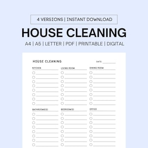 House Cleaning Checklist - Living Room, Kitchen, Bedroom, Bathroom ...