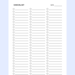 Blank Checklist Template Printable & Fillable, Simple Checklist ...
