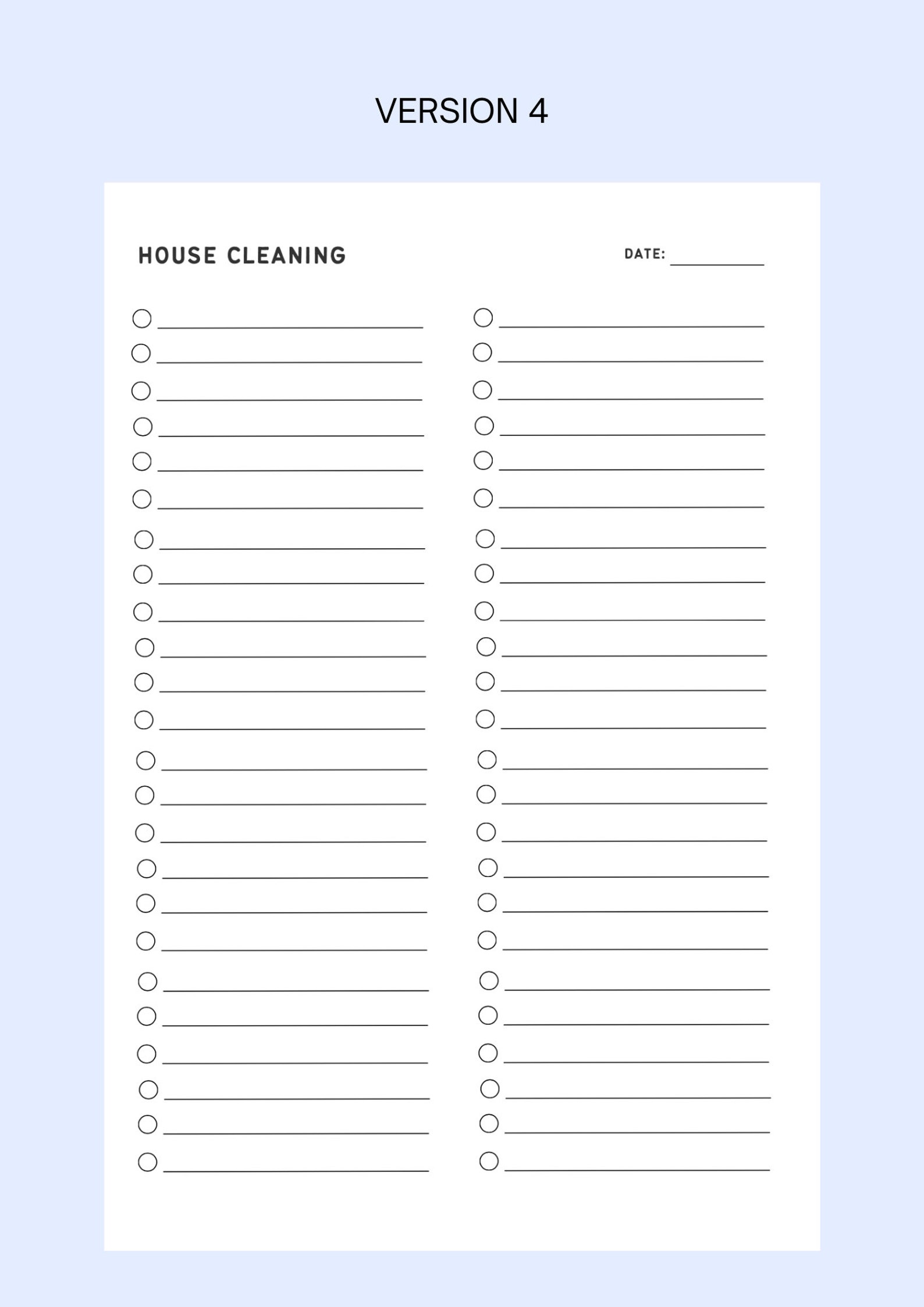House Cleaning Checklist - Living Room, Kitchen, Bedroom, Bathroom ...