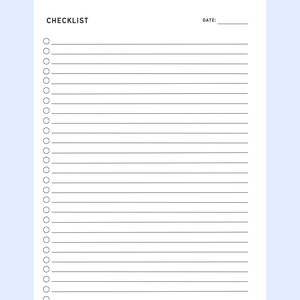 Blank Checklist Template Printable & Fillable, Simple Checklist ...