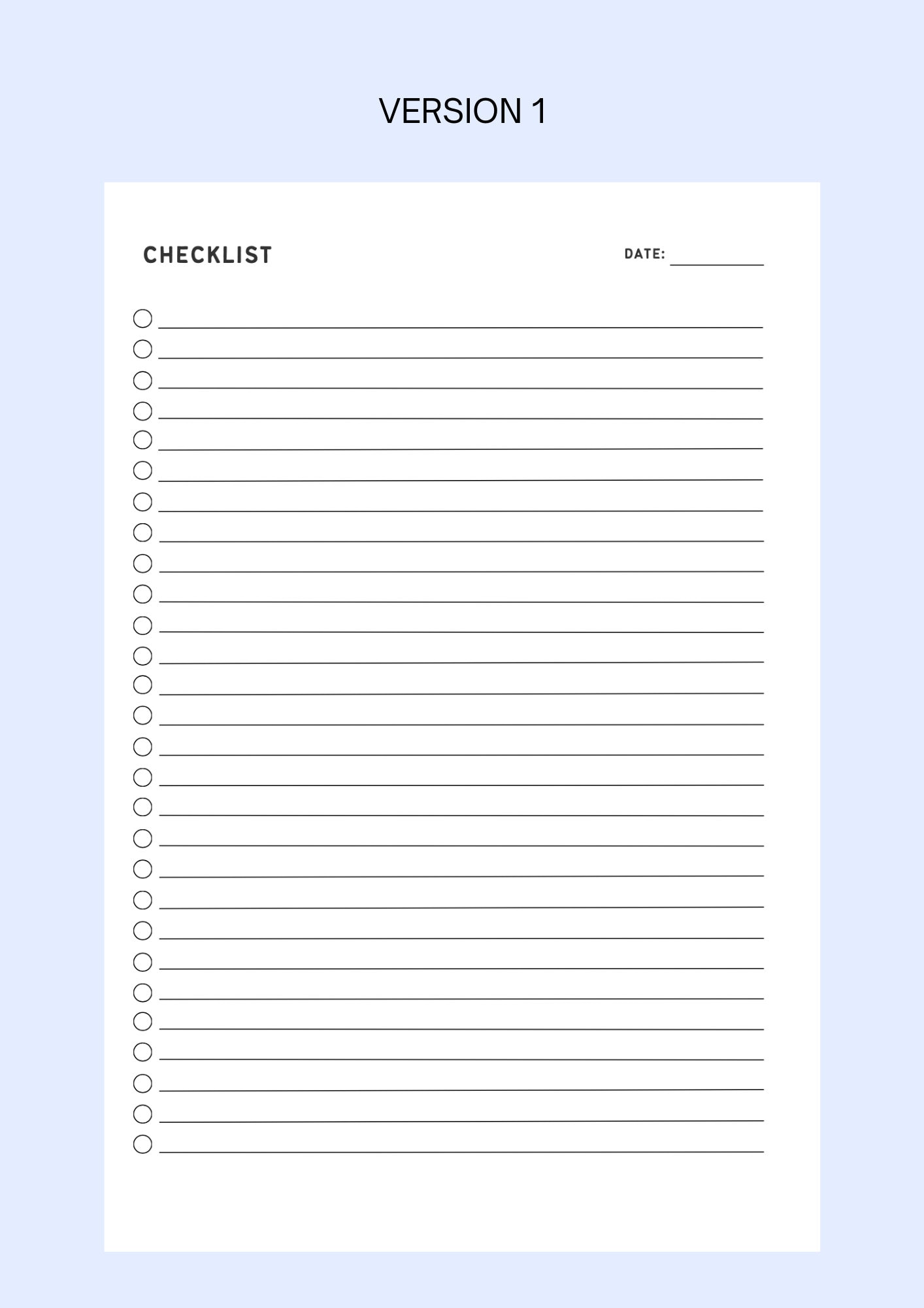 Blank Checklist Template Printable & Fillable, Simple Checklist ... Blank Checklist Template Printable & Fillable, Simple Checklist ...