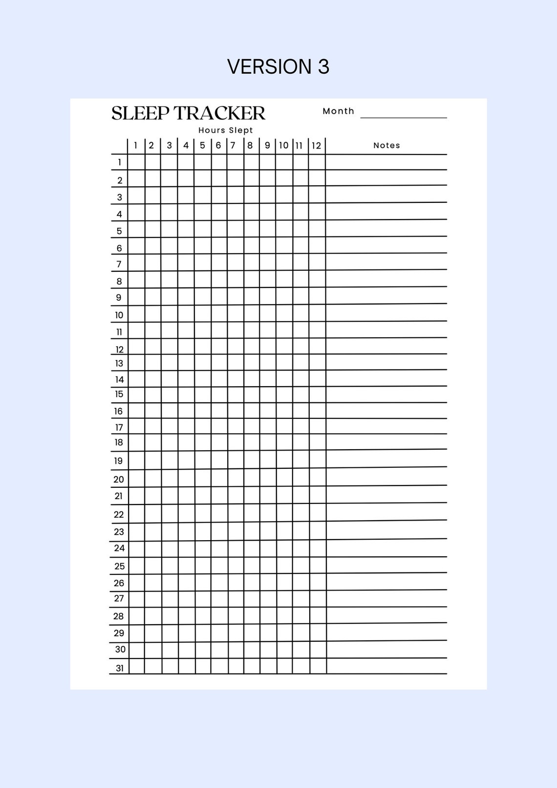 Sleep Tracker Printable, Sleep Log, Sleep Quality Journal, Sleep Hours ...