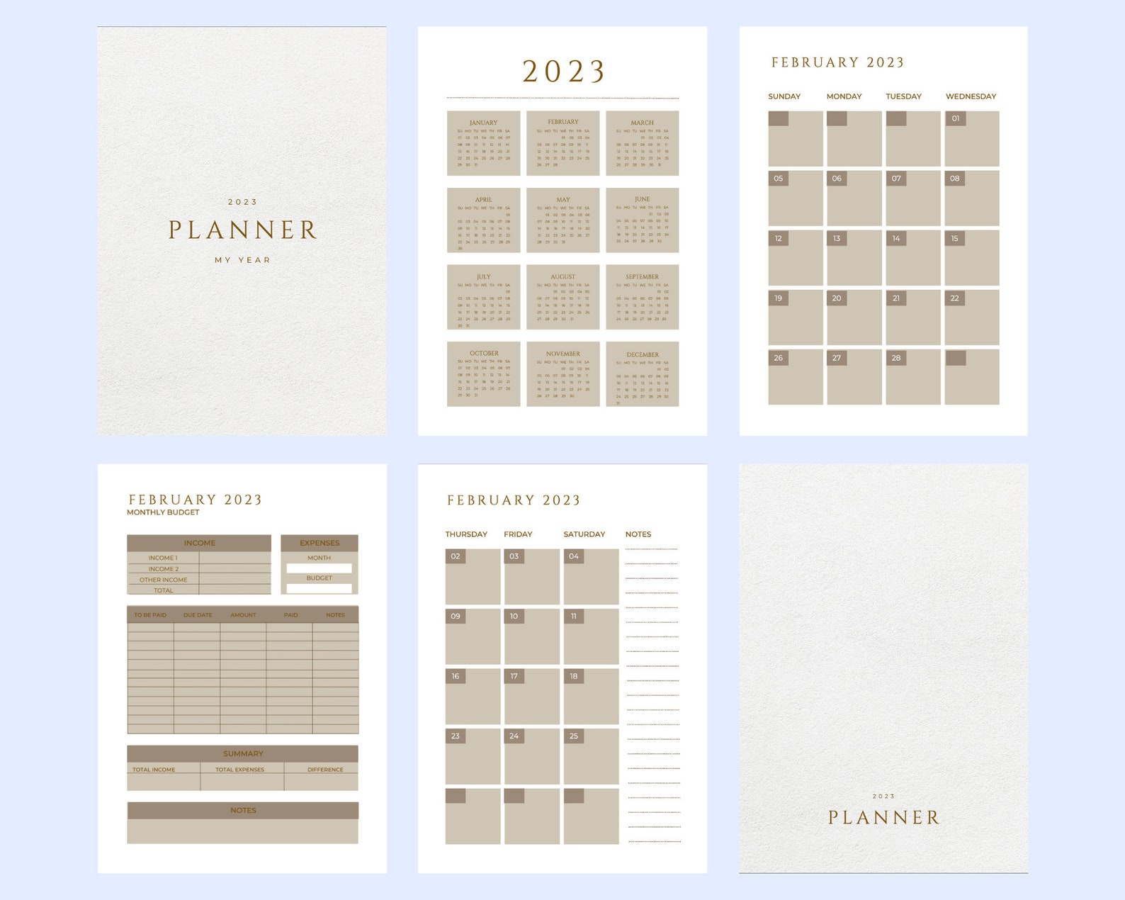 2023 Monthly Calendar Printable, Dated Month, 2023 Calendar, Month at a ...