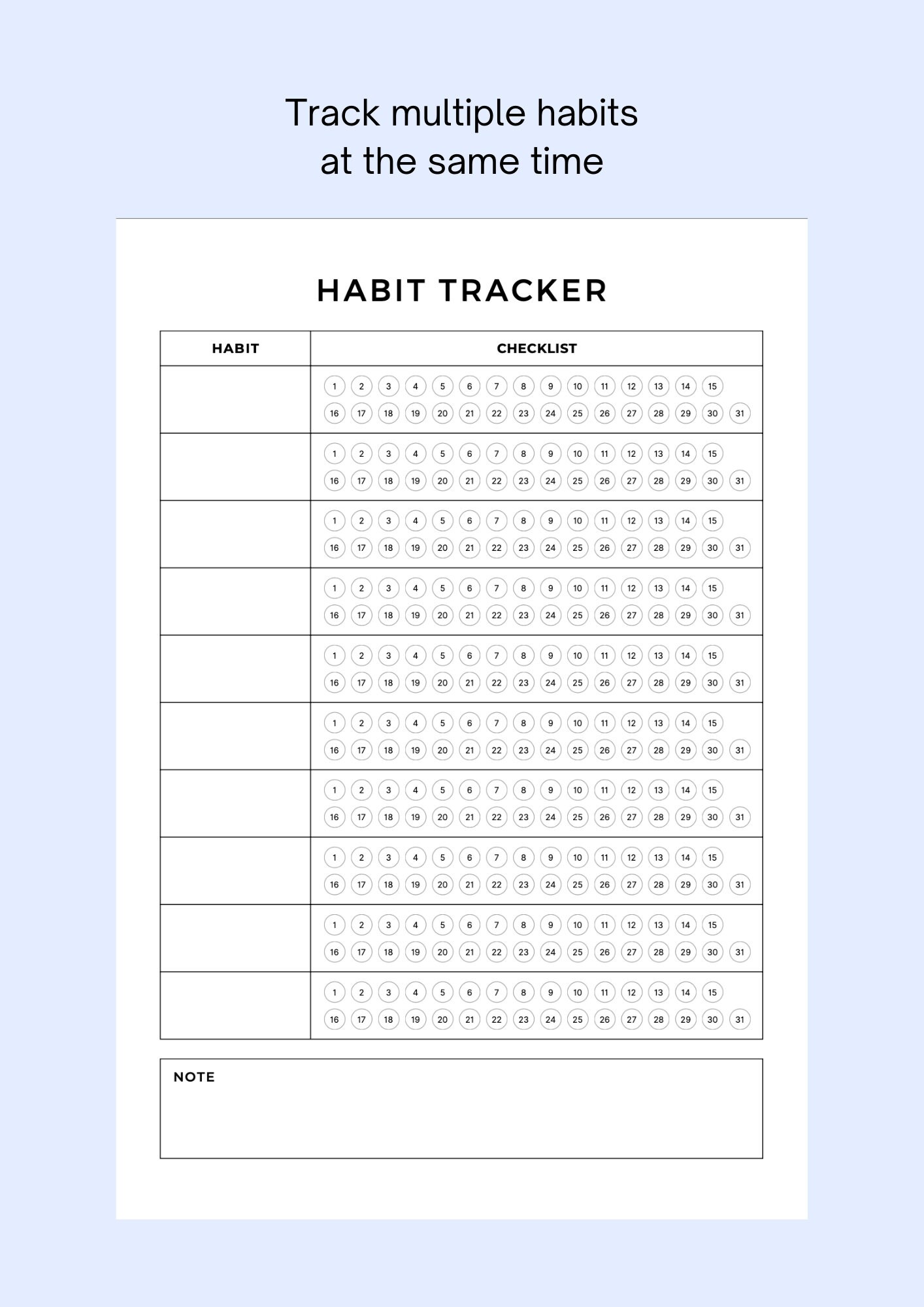 Habit Tracker Printable, Habit Tracker Digital, Yearly, Monthly, Weekly ...