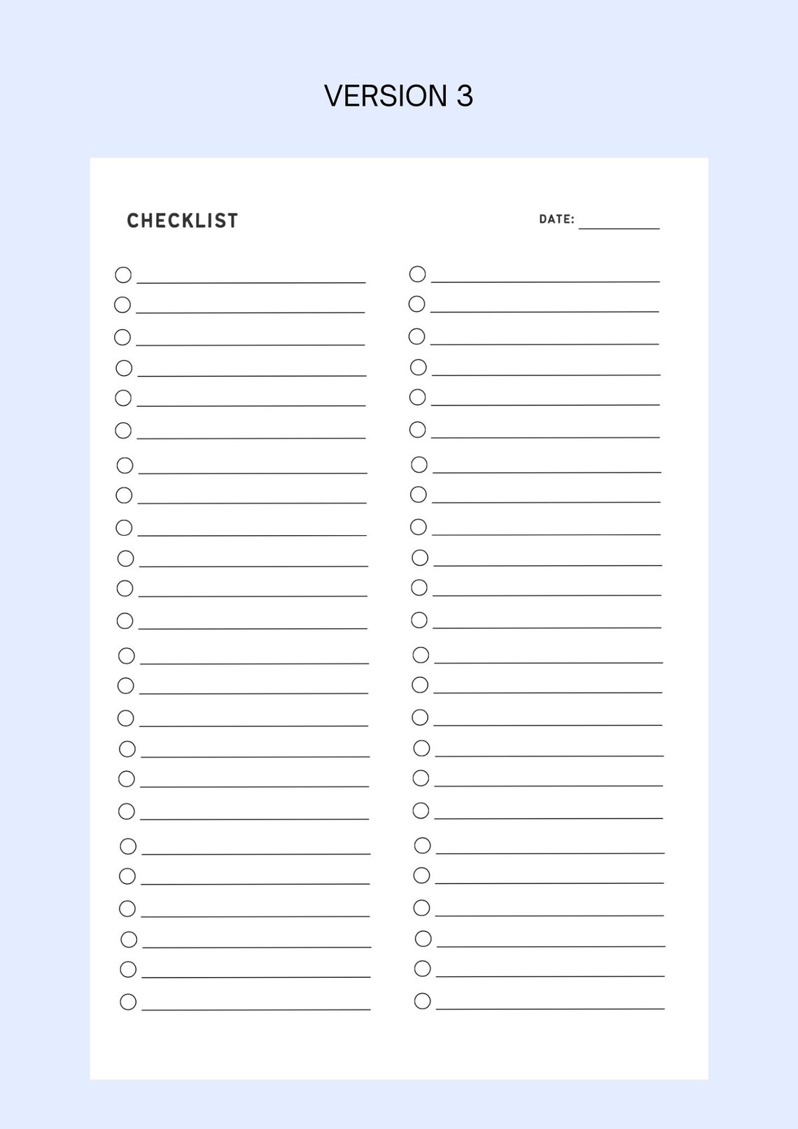 Blank Checklist Template Printable & Fillable, Simple Checklist ...