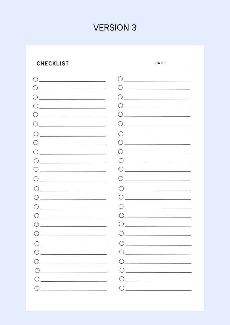 Blank Checklist Template Printable & Fillable, Simple Checklist ...