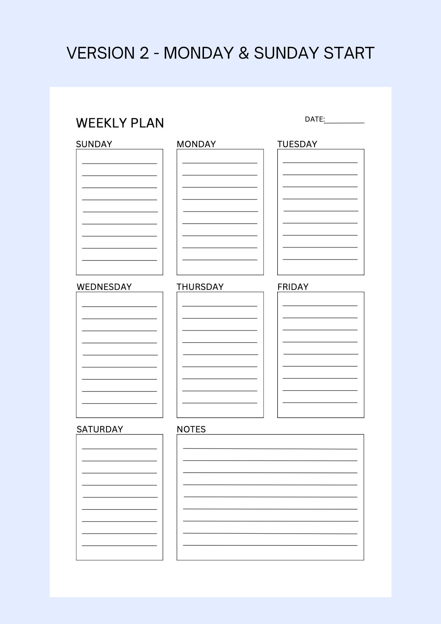 Minimalist Weekly Planner Printable to Do List, Minimal Weekly Schedule ...