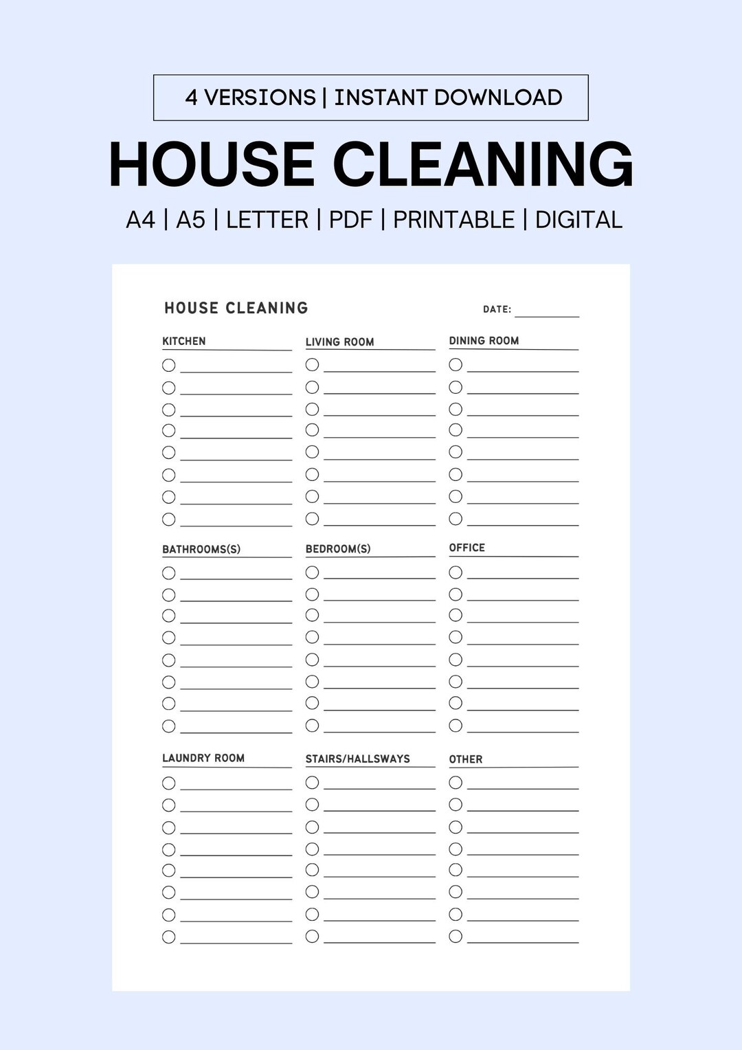 House Cleaning Checklist - Living Room, Kitchen, Bedroom, Bathroom ...