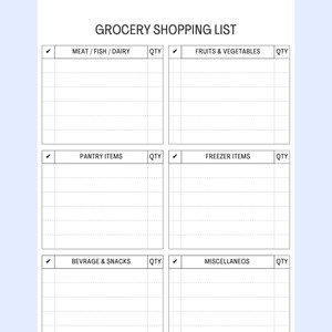 Printable Grocery Checklist, Online Shopping List, Grocery Shopping ...