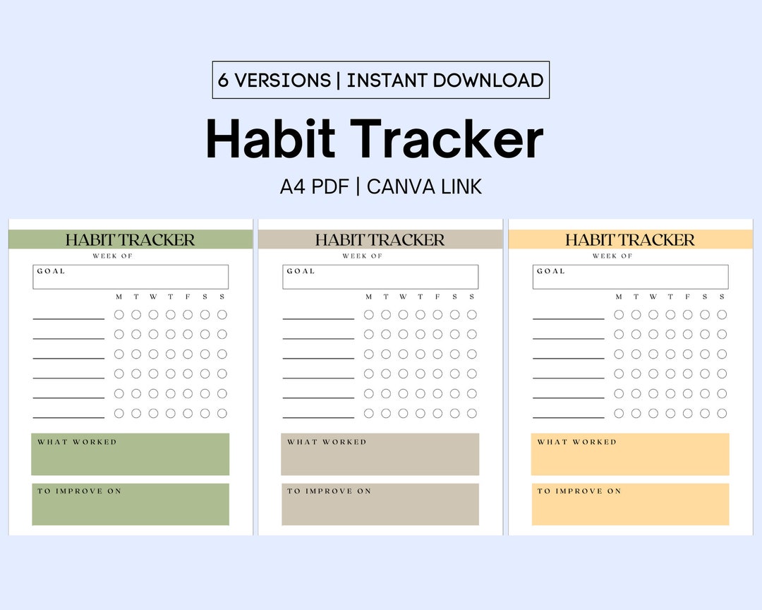 Habit Tracker Spreadsheet | Google Sheets | Daily | Weekly | Monthly ...