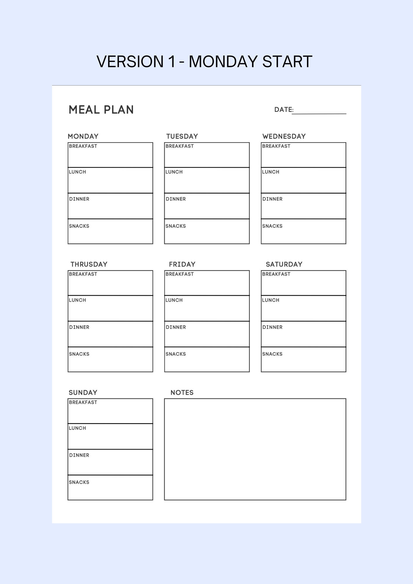 Weekly Meal Planner & Grocery List Google Sheets Digital Template, Food ...