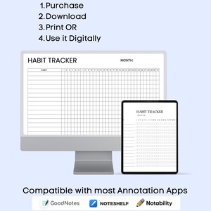 Habit Tracker Printable, Habit Tracker Digital, Yearly, Monthly, Weekly ...