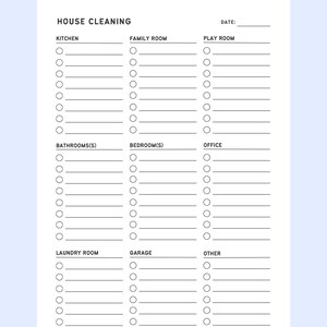 House Cleaning Checklist - Living Room, Kitchen, Bedroom, Bathroom ...