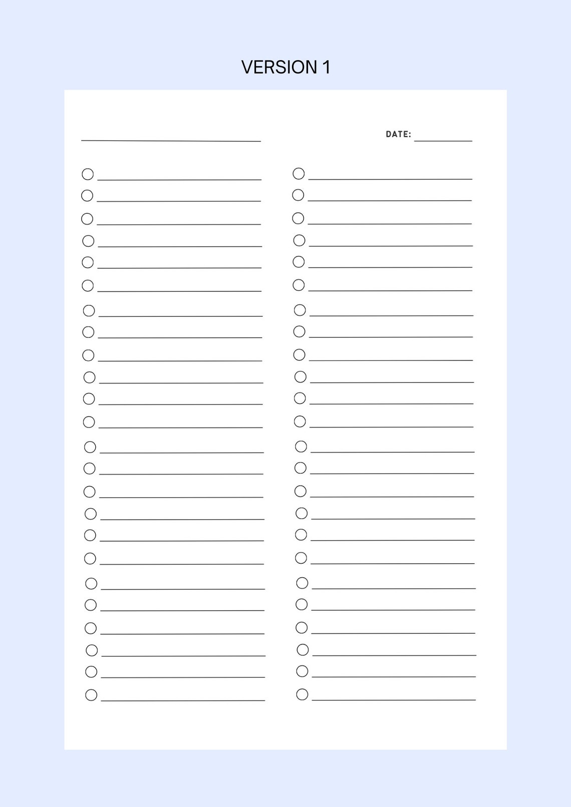 Blank Checklist Template Printable & Fillable, Simple Checklist ...